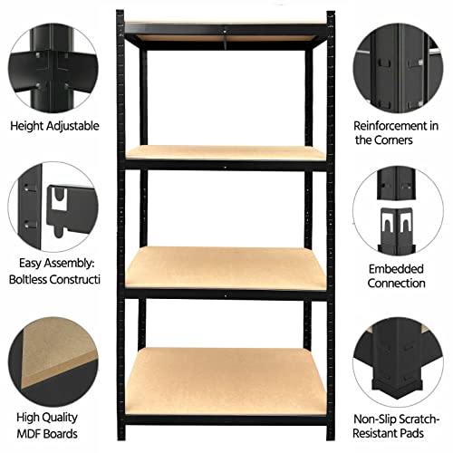 Garage Storage Shelves, 4-Tier Adjustable Metal Shelves for Storage, Shelving Unit Utility Rack Shelves for Warehouse Pantry Closet Kitchen, Organization Multipurpose Shelf, 31"L x 15" D x 63" H