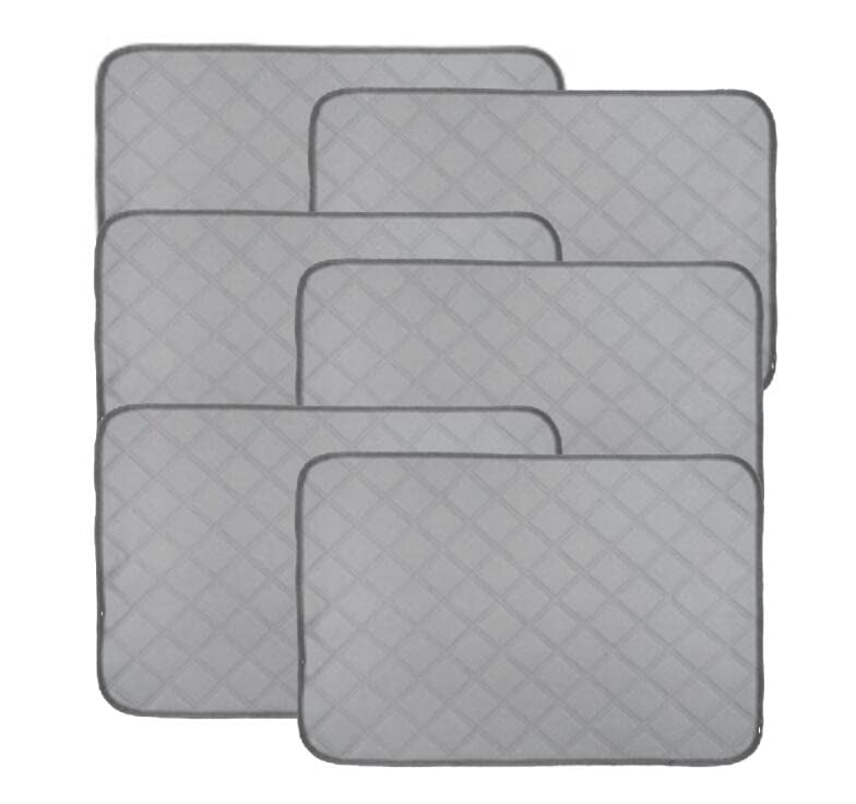 Auch 6PCS Grey Washable Pee Pad for Guinea Pig Hamster, Washable Guinea Pig Pee Pads, 6PCS 12"* 12" Small Animals Rabbit Hamster Rat Hedgehog Bedding (Grey)