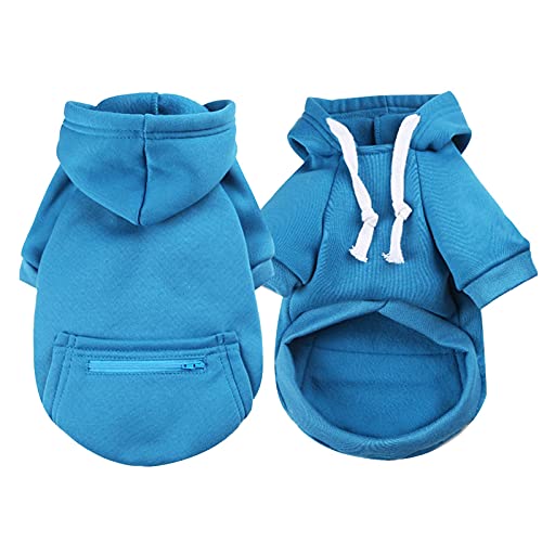 Dog Hoodie for Small Dogs Boy Pet Cats Autumn and Winter Zipper Fleece Pocket Sweatshirt Solid Color Tops Hoodies Clothes Christmas Outfit for Dogs Female