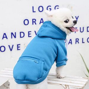 Dog Hoodie for Small Dogs Boy Pet Cats Autumn and Winter Zipper Fleece Pocket Sweatshirt Solid Color Tops Hoodies Clothes Christmas Outfit for Dogs Female