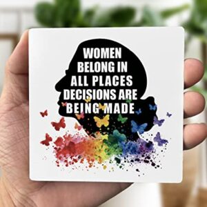 Feminist Wood Plaque Gift, Women Belong In All Places Where Decisions Are Being Made, Plaque with Wooden Stand, Wood Sign Plaque Gift, Ruth Bader Ginsburg, RBG Woman's Rights