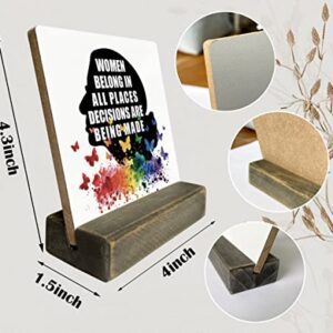 Feminist Wood Plaque Gift, Women Belong In All Places Where Decisions Are Being Made, Plaque with Wooden Stand, Wood Sign Plaque Gift, Ruth Bader Ginsburg, RBG Woman's Rights