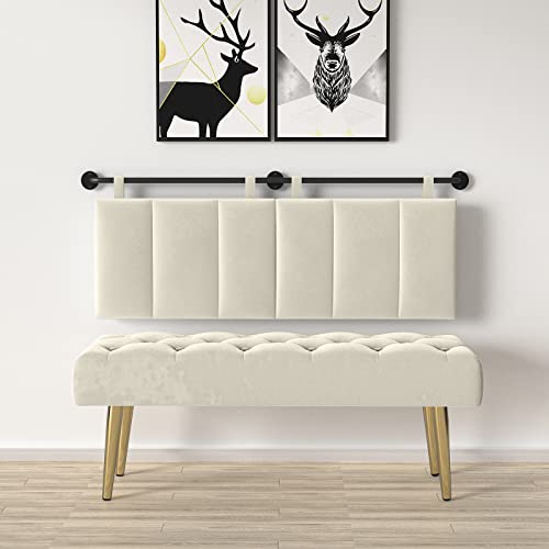 BSHOMGI Wall Mounted Headboard, Height Adjustable Queen Headboard Only Soft Comfortable Velvet Upholstered Tufted Headboards for Queen Size Bed(Velvet Beige, Queen)