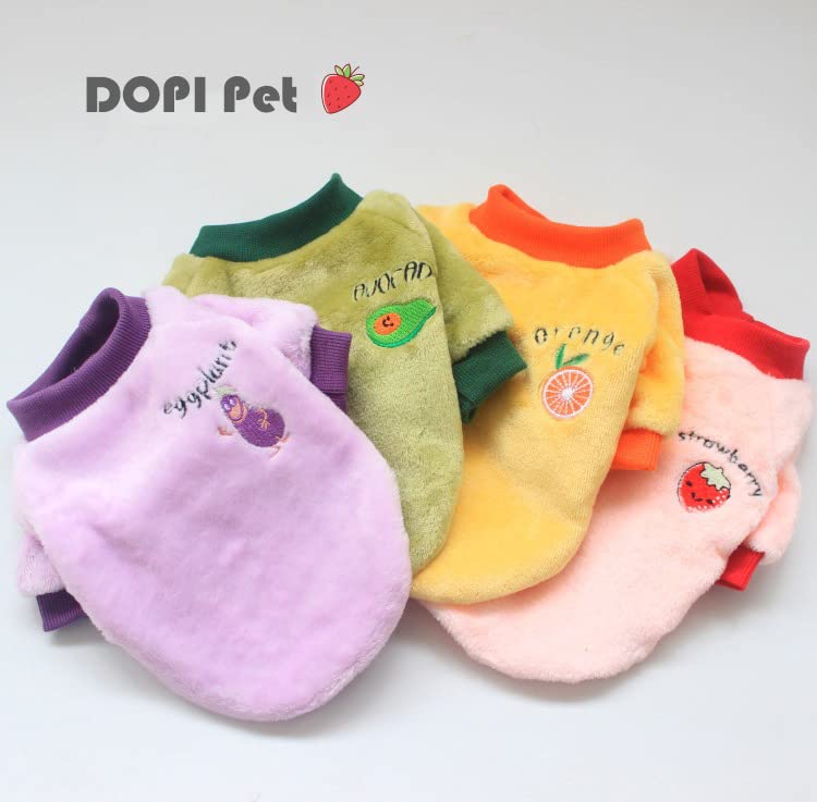 Puppy Dog Clothes Winter Plus Flannel Velvet Pet Cat Cute Fruit Fleece Teddy Bichon Pomeranian Small Dog to Keep Warm 4 Pieces (Medium)