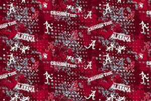 university of alabama cotton fabric by sykel-licensed alabama crimson tide splatter cotton fabric