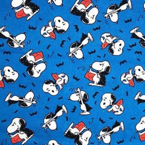 3/4 Yard - Vampire Snoopy Halloween on Blue Cotton Fabric (Great for Quilting, Sewing, Craft Projects, Throw Pillows & More) 3/4 Yard (27 Inches) X 44 Inches