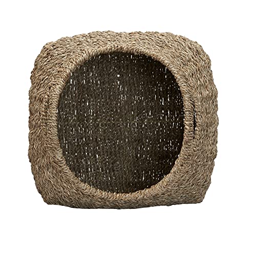 Household Essentials Handled Basket, Two Tone Seagrass and Paper Rope, Black