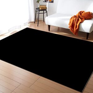 indoor area rug 3 ft x 5 ft, solid black non-slip runner rug for kids room, pure color living room bedroom bathroom decor floor carpets