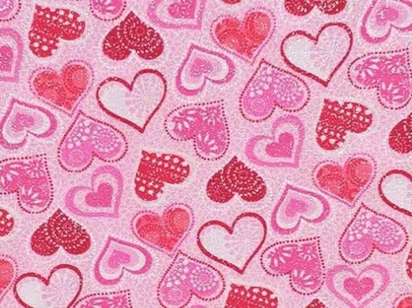 FlashPhoenix Quality Sewing Fabric - Patterned Heart Fabric Valentine's Day Glitter Love Romance Pink by The Yard 36 x 44 Inch