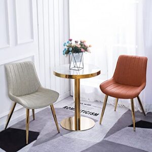 MZLaly Modern Kitchen Dining Room Chairs Faux PU Leather Dining Chairs Modern Mid Century Living Room Side Chairs with Electroplated Gold Chair Legs Dining Chairs (Color : Off White)