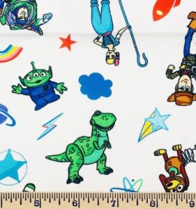 fat quarter - woody rex buzz bopeep & more on white cotton fabric - 18" x 22" fat quarter