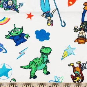 Fat Quarter - Woody Rex Buzz Bopeep & More on White Cotton Fabric - 18" x 22" Fat Quarter