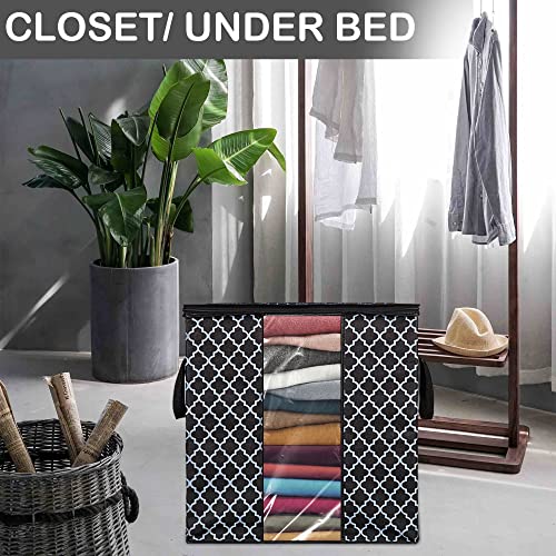 Keaxinty Storage Bags for Clothes,3 Pack 100L Large Capacity Blanket Foladable Storage Boxes with Thick Reinforced Handles for Bedding,Clothing,Pillow, Black (20.5x14.6x20.5in)