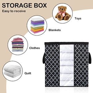 Keaxinty Storage Bags for Clothes,3 Pack 100L Large Capacity Blanket Foladable Storage Boxes with Thick Reinforced Handles for Bedding,Clothing,Pillow, Black (20.5x14.6x20.5in)