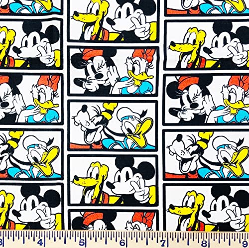 Fat Quarter - Mickey Minnie Daffy Daisy & More in Block Cotton Fabric - 18" x 22" Fat Quarter