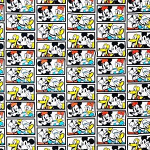 Fat Quarter - Mickey Minnie Daffy Daisy & More in Block Cotton Fabric - 18" x 22" Fat Quarter