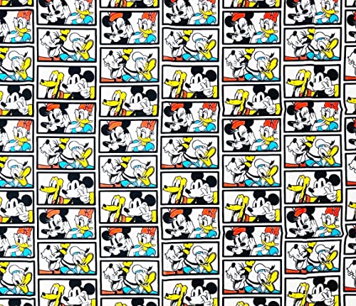 Fat Quarter - Mickey Minnie Daffy Daisy & More in Block Cotton Fabric - 18" x 22" Fat Quarter