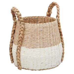 household essentials, natural and cream cattail and paper terra basket