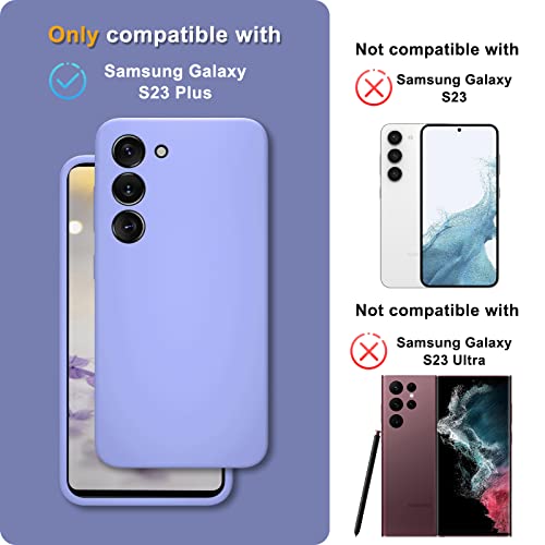 YENAPOON for Samsung Galaxy S23 Plus Case and 2 Pack Tempered Glass Screen Protector, Slim Liquid Silicone Shockproof Protective Case - Elegant Purple