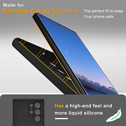 YENAPOON for Samsung Galaxy S23 Ultra Case, Slim Liquid Silicone Shockproof Protective Case - Black