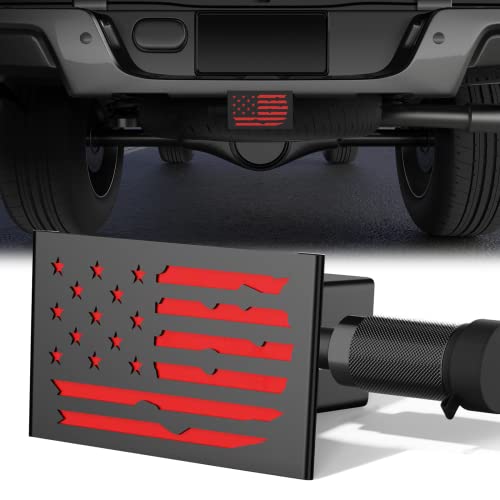 TOEASYTY Heavy American Flag Metal Trailer Hitch Cover for 2 Inch Receivers,Tow Hitch Covers 2 Inch for Truck Accessories(with 5/8-inch Pin Diameter Trailer Hitch Lock)