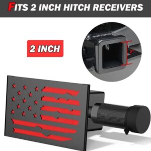 TOEASYTY Heavy American Flag Metal Trailer Hitch Cover for 2 Inch Receivers,Tow Hitch Covers 2 Inch for Truck Accessories(with 5/8-inch Pin Diameter Trailer Hitch Lock)