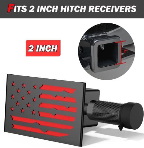 TOEASYTY Heavy American Flag Metal Trailer Hitch Cover for 2 Inch Receivers,Tow Hitch Covers 2 Inch for Truck Accessories(with 5/8-inch Pin Diameter Trailer Hitch Lock)