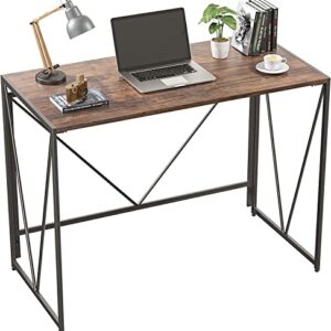 NOBLEWELL HOME NWCD3D Folding Computer Desk, Rustic Brown