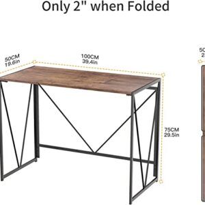 NOBLEWELL HOME NWCD3D Folding Computer Desk, Rustic Brown