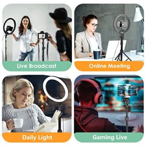 Eicaus 10'' Selfie Ring Light with 62'' Tripod Stand, Phone Ringlight with Remote and Phone Holder, Lighting for Video Recording Compatible with iPhone/Android