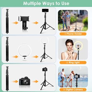 Eicaus 10'' Selfie Ring Light with 62'' Tripod Stand, Phone Ringlight with Remote and Phone Holder, Lighting for Video Recording Compatible with iPhone/Android