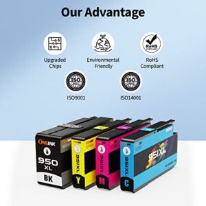 Compatible HP 951 Ink Cartridges Replacement for HP 950 951, Work for HP Officejet Pro 8600 8610 8620 8625 8100 Printer, 4Pack of 950xl and 951xl Ink cartridges Combo Pack