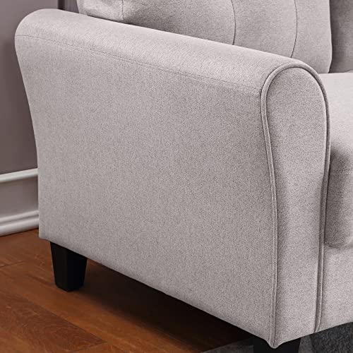 Merax Modern Mid Century Comfy Loveseat Sofa Tufted Linen Small Couch for Living Room Bedroom Office Light Grey Love, 2-Seat