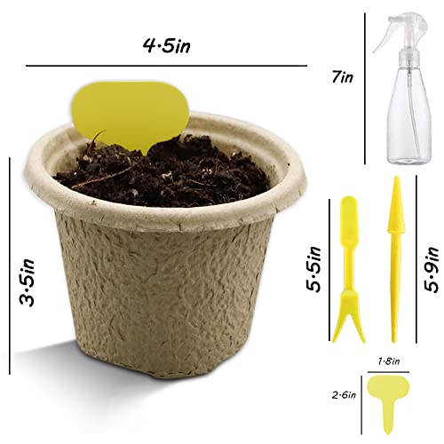 TCBWFY 4" Peat Pots for Seedlings Seed Starting Trays Pulp Plant Pots for Seedlings 30 Pack,Seed Starter Nursery Pots Seedling Pots for Vegetables Herbs Small Planting Pots