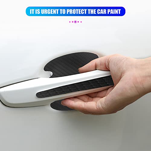 OSIFIT 8PCS Car Door Handle Sticker, Leather Carbon Fiber Car Door Handle Protective Films, Anti-Scratches and Waterproof Car Door Side Handle Paint Protection Films