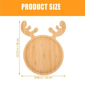 Angoily Wooden Christmas Serving Tray Reindeer Antlers Shaped Sushi Sashimi Serving Tray Appetizer Tray Snack Dessert Candy Dish for Christmas Restaurant Home