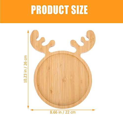 Angoily Wooden Christmas Serving Tray Reindeer Antlers Shaped Sushi Sashimi Serving Tray Appetizer Tray Snack Dessert Candy Dish for Christmas Restaurant Home