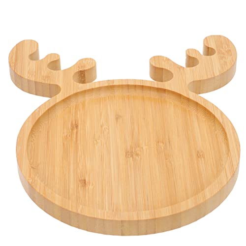 Angoily Wooden Christmas Serving Tray Reindeer Antlers Shaped Sushi Sashimi Serving Tray Appetizer Tray Snack Dessert Candy Dish for Christmas Restaurant Home