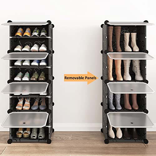 Plzlove Shoe Rack, 8 Tiers Shoe Storage 32 Pairs Shoe Storage Cabinet, Shoe Rack Organizer for Closet, Entryway, Hallway, Bedroom, Shoe Shelf Cabinet with Doors