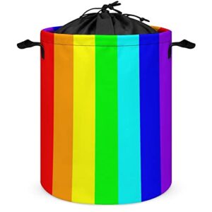 kurisoe rainbow laundry basket colorful pride geometry laundry hamper vibrant progress bag washing bin collapsible laundry basket for women bedroom, bathroom, dorm