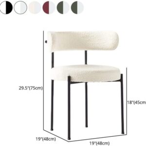 NIUYAO Upholstered Dining Chair Modern Open Back Side Accent Chair Armless Soft with Metal Legs for Dining Room Livingroom Lounge Office -White/Black Legs, Set of 4