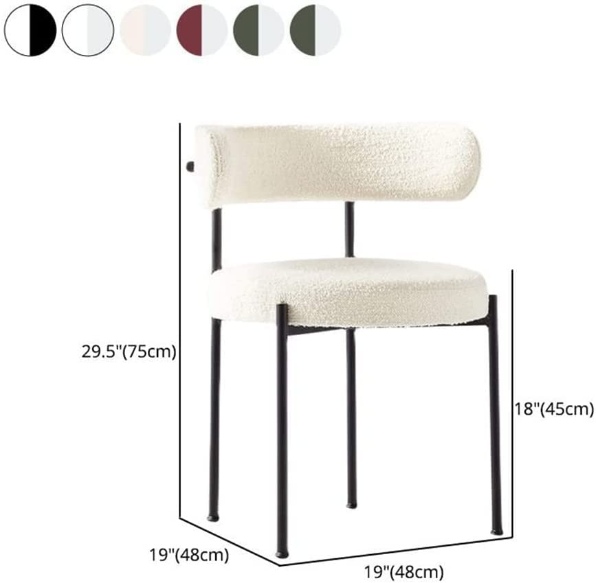 NIUYAO Upholstered Dining Chair Modern Open Back Side Accent Chair Armless Soft with Metal Legs for Dining Room Livingroom Lounge Office -White/Black Legs, Set of 4