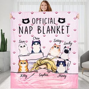 keraoo custom official nap blanket, custom cat mom blanket, personalized pet name breed name, birthday funny gift for cat mom, cat lover, pets blanket, anniversary valentine's day gift for her