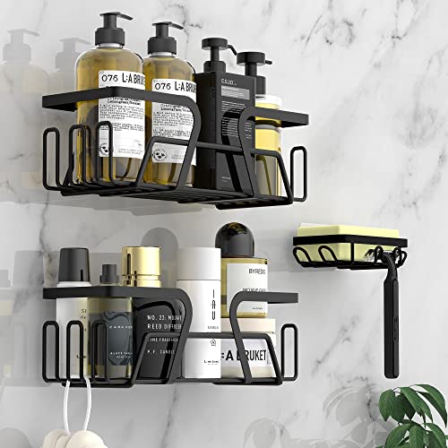 KEGII 3 Pack Large Shower Caddy Shelves Organizer with Soap Holder, Adhesive Shower Rack Storage No Drilling for Inside Shower, Stainless Steel Shampoo Holder for Bathroom, Kitchen, RV