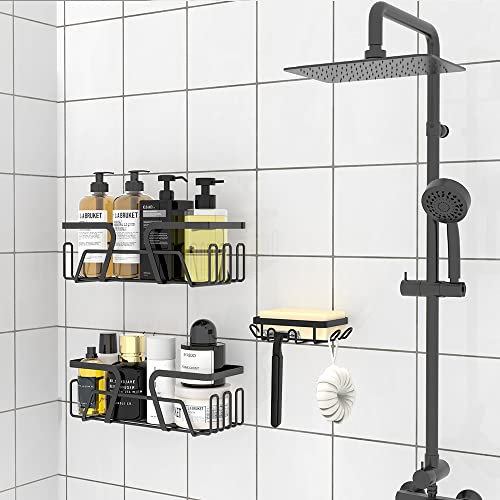 KEGII 3 Pack Large Shower Caddy Shelves Organizer with Soap Holder, Adhesive Shower Rack Storage No Drilling for Inside Shower, Stainless Steel Shampoo Holder for Bathroom, Kitchen, RV