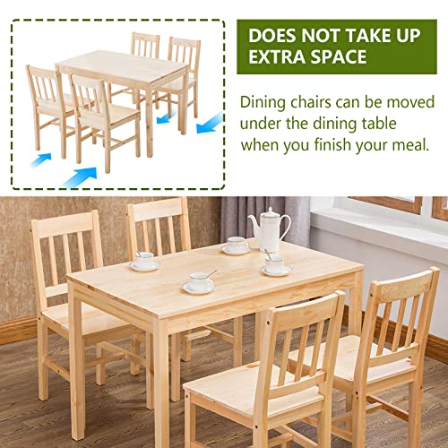 Dining Table Set for 4, Pine Wood Kitchen Table and Chairs for Dining Room Table Set for Small Space Wood Kitchen Dinette Table with 4 Chairs