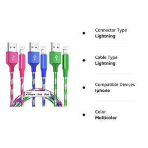 [Apple MFi Certified] iPhone Charger Fast Charging 3 Pack 10 FT Lightning Cable iPhone Charger Cable Nylon Braided Long iPhone Cord Compatible with iPhone 14 13 12 11 X Pro Max Plus SE and More