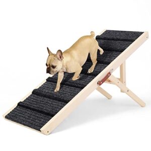 tofuumi dog ramp for bed, car ramp, folding pet ramp, dog stairs, cat ramp, portable dog steps suitable for elevated surface between 15"-22" for small and medium dogs (39 inches)