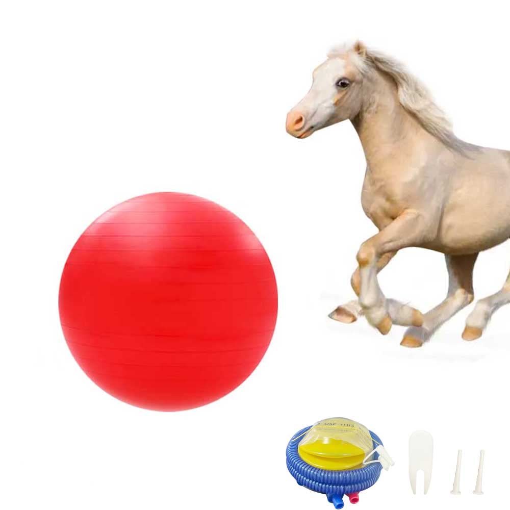 PLEURO Horse Ball Training Toy, Large Ball Horse Toys,Anti-Burst Horse Exercise Ball Toy with Inflator Pump for Horse Lamb Goat Enterainment Toy Ball (30", Red)