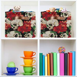 ALAZA Red Rose Flower Blossom Foldable Storage Box Storage Basket Organizer Bins with Handles for Shelf Closet Living Room Bedroom Home Office 2 Pack